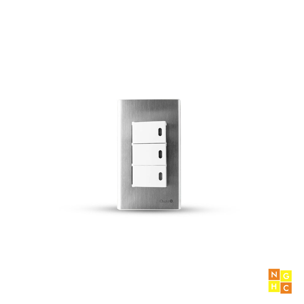 3-Piece 1-Way Illuminated Switch in Stainless Plate 16A (SP3-S14) - Mo ...