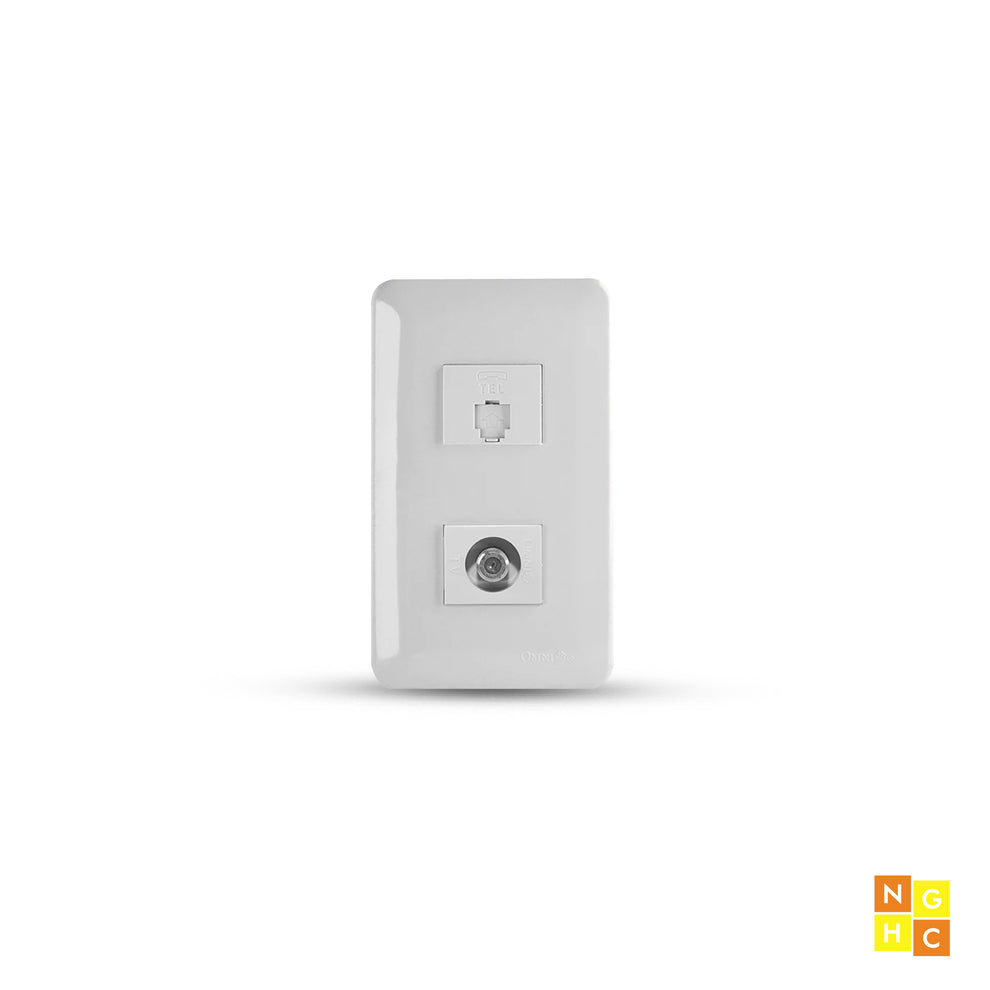 Telephone Outlet 4-Pins and TV Cable Outlet in Classic Plate (P2-ETTV ...